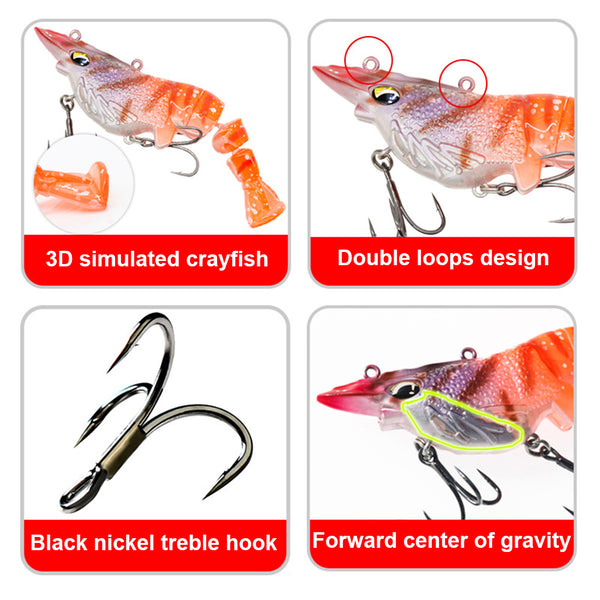 HERCULES Multi-jointed Hard Lure Crayfish Swimbait Fishing Lure ...