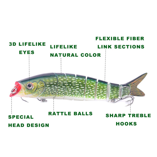 HERCULES 5.6" Multi Jointed 8-Jointed Swimbaits Sinking Lures ...